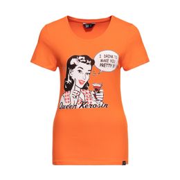 Queen Kerosin Damen Print T-Shirt I Drink to make you pretty orange