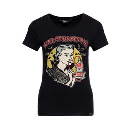 Queen Kerosin Damen Print T-Shirt You're my blood type schwarz