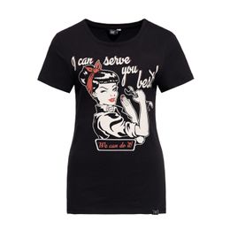 Queen Kerosin Damen Print T-Shirt I can serve you schwarz