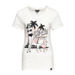 Queen Kerosin Damen T-Shirt Chi Chi Beach Poodle wei&szlig;