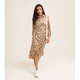 Salbeigr&uuml;nes Hemdkleid mit Tierg&uuml;rtel