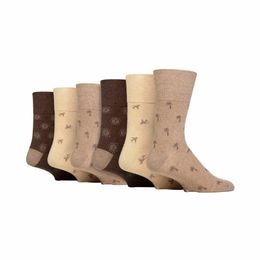 6er Pack Herren Baumwollsocken ohne Elastik mit quadratischem Muster f&uuml;r schlechte Durchblutung