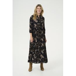 Cream Kleid A-shape Black With Autumn Flowers black multi