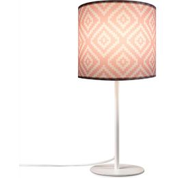 Paco Home Tischleuchte "Luca Stella", wei&szlig; (rosa), &Oslash; 18cm H: 34,5cm, Leuchten, Stoff Nachtlicht Vintage Retro Mit Stecker Modern Nacht, Tischleuchte