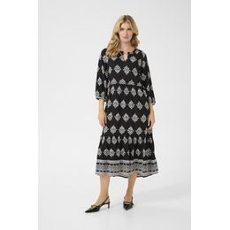 Cream Kleid A-shape Black Damask Pattern black