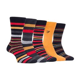 Farah 5er Pack Herren Socken aus Bambus mit hellgestreiftem Muster