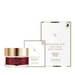 Retinol Nachtfeuchtigkeitscreme 50ml + Doppelt Kollagen + Rosen-Hydrogel-Augenpads 5 X 2 + Hyalurons&auml;ure & Kollagen Maske - 3 Bl&auml;tter