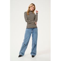 Kaffe Langarm-Shirt Tight fit Feather Grey Mel./Black Stripe grey white