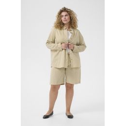 Kaffe Langarm - Hemd Loose fit Chincilla / White stripe beige