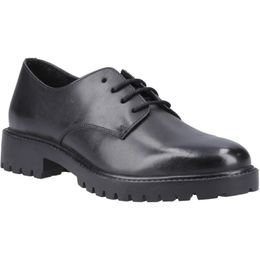 Hush Puppies Aubrey Schn&uuml;rsenkel Snr Leder M&auml;dchen Schwarze Derby Schuhe