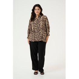 Kaffe Langarm - Hemd Regular fit Naturel Leopard Print