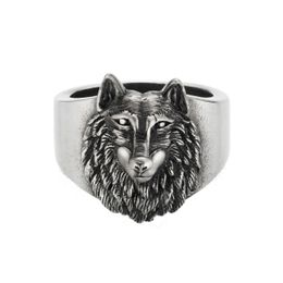 CAI Ring 925/- Sterling Silber oxidiert Wolf Europa