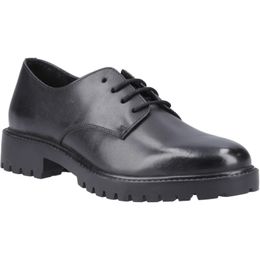 Hush Puppies Aubrey Schn&uuml;rsenkel Senior Leder M&auml;dchen schwarze Derby-Schuhe