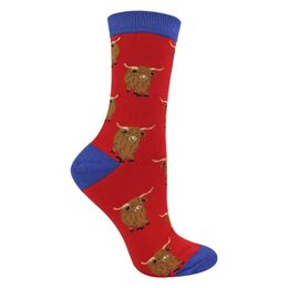 Damen Hochland-Rind Socken | Frauen Geschenk-Socken aus Bambus f&uuml;r Kuhliebhaber