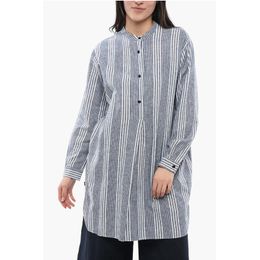 Woolrich Hemd aus Bio-Baumwolle mit ausgewogenen Streifen und Stehkragen in Hellblau