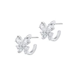 LEIS Steckcreolen 925 Sterling Silber rhodiniert Gl&auml;nzend Zirkonia wei&szlig;