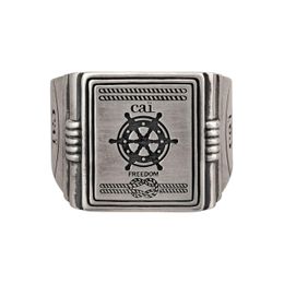 CAI Ring 925/- Sterling Silber Siegelring matt oxidiert Sailor Wappen