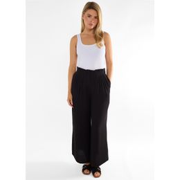Schwarze Hose mit weitem Bein und Paperbag-Taille