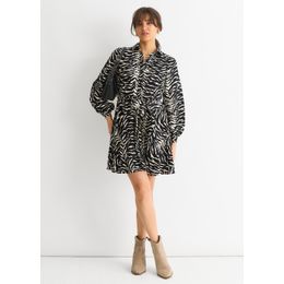 Mono Zebra Hemdkleid mit G&uuml;rtel