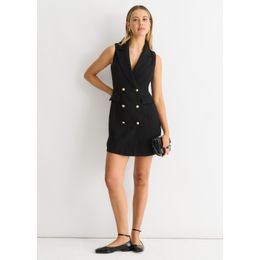 Schwarzes Doppelbrust-Boucle-Blazer-Min