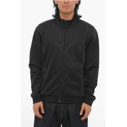 Einfarbiges Sweatshirt mit Bandana-Motiv und Rei&szlig;verschluss in Schwarz