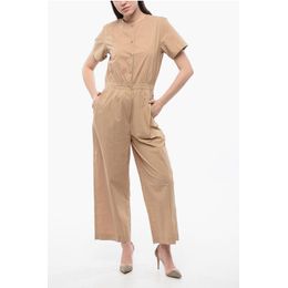 Woolrich Kurzarm-Popeline-Jumpsuit in Beige