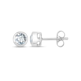 Vira Jewels Ohrstecker 925-Sterling Silber rhodiniert gl&auml;nzend Aquamarine hellblau rund