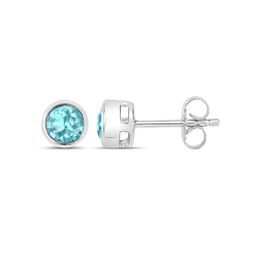 Vira Jewels Ohrstecker 925-Sterling Silber rhodiniert gl&auml;nzend Apatit blau rund