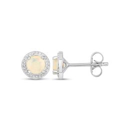 Vira Jewels Ohrringe Silber 925 rhodiniert mit echtem Opal 5mm