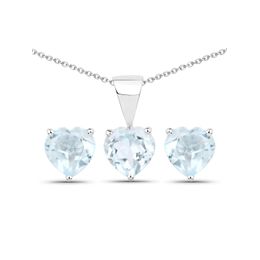 Vira Jewels Schmuck-Set Silber 925 rhodiniert Ohrringe und Halskette mit Blautopas (beh.) Herz-Form