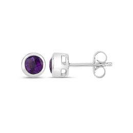 Vira Jewels Ohrstecker 925-Sterling Silber rhodiniert gl&auml;nzend Amethyst violett rund