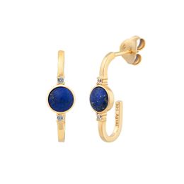 CAI Creolen 925 Silber vergoldet Lapis und Zirkonia