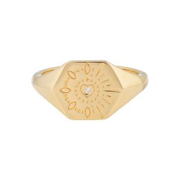 CAI Ring 925 Silber vergoldet Siegelring Hexagon Tattoo