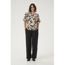 Kaffe Kurzarm-Bluse A-shape Beige/Black/Peach Blurry Leaf beige