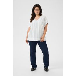 Kaffe Kurzarm-Bluse Loose fit Chalk/Soft Chambray Stripe white blue