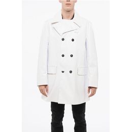 Maison Martin Margiela MM14 Wasserdichter Trenchcoat mit Samtkragen in Wei&szlig;