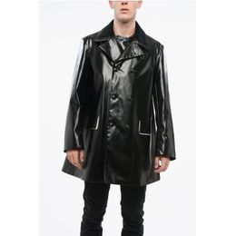 Maison Martin Margiela MM4 MM14 Wasserdichter Trenchcoat mit Samtkragen in Schwarz