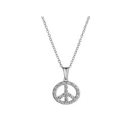 Celesta Silber Halskette Boho Peace mit Kette 42+3cm 925 Silber Zirkonia weiss