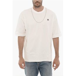 Ambush T-Shirt mit Rundhalsausschnitt, abnehmbarer Kette und Logo-Stickerei in Wei&szlig;