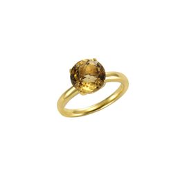 JAMELLI Ring Silber 925 vergoldet mit echtem Citrin 10mm