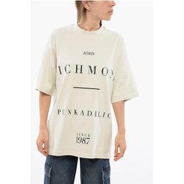 John Richmond PELAC Oversize T-Shirt mit Kontrastprint in Beige