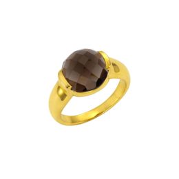JAMELLI Ring 925 Silber vergoldet Rauchquarz 12mm