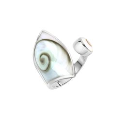 ZEEme Pearls Ring Silber 925 mit wei&szlig;er Muschel 28mm breit