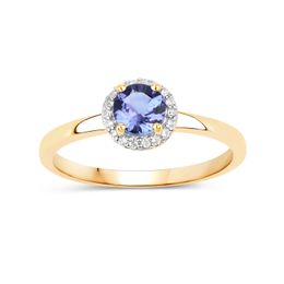 Vira Jewels Ring 925-Sterling Silber vergoldet Gl&auml;nzend Tansanit violett