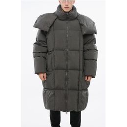 Maison Martin Margiela MM6 &ndash; Gesteppte Maxi-Daunenjacke mit abnehmbarer Kapuze in Grau