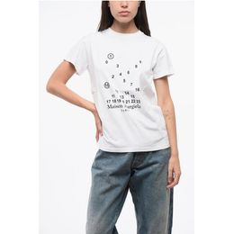 Maison Martin Margiela MM1 MM10 Baumwoll-T-Shirt mit Rundhalsausschnitt und kontrastierendem Monogramm in Schwarz und Wei&szlig;