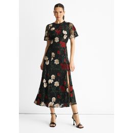 Schwarzes Midikleid mit bestickten Engels&auml;rmeln f&uuml;r jeden Anlass