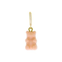 Fashionbox Single-Creole vergoldet Gummib&auml;r apricot Zirkonia weiss