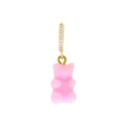 Fashionbox Single-Creole vergoldet Gummib&auml;r rosa Zirkonia weiss