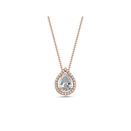 dKeniz Anh&auml;nger mit Kette 925/- Sterling Silber ros&eacute;vergoldet Tropfen Kette funkelnd Kranz
